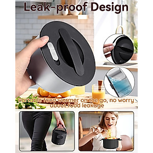 CDBEEE Electric Lunch Box for Adults,100W Heated Lunch Box 12/24/110V Lunch Warmer Leakproof,33Oz Portable Food Warmer for Work,Travel, home,Office,On-the-Go,Lonchera Eléctrica Portátil (Black)