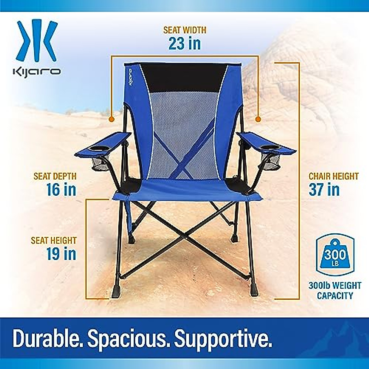 Kijaro Dual Lock Portable Camping Chairs - Enjoy the Outdoors with a Versatile Folding Chair, Sports Chair, Outdoor Chair & Lawn Chair - Dual Lock Feature Locks Position – Maldives Blue