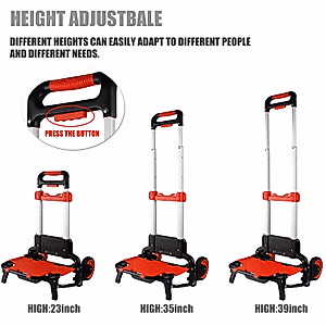 APOXCON Folding Shopping Cart with Removable Waterproof Bag and Bungee Cord, Heavy Duty Push Cart with Mute Wheels, Portable Hand Truck for Shopping, Groceries, Travel and Office Use