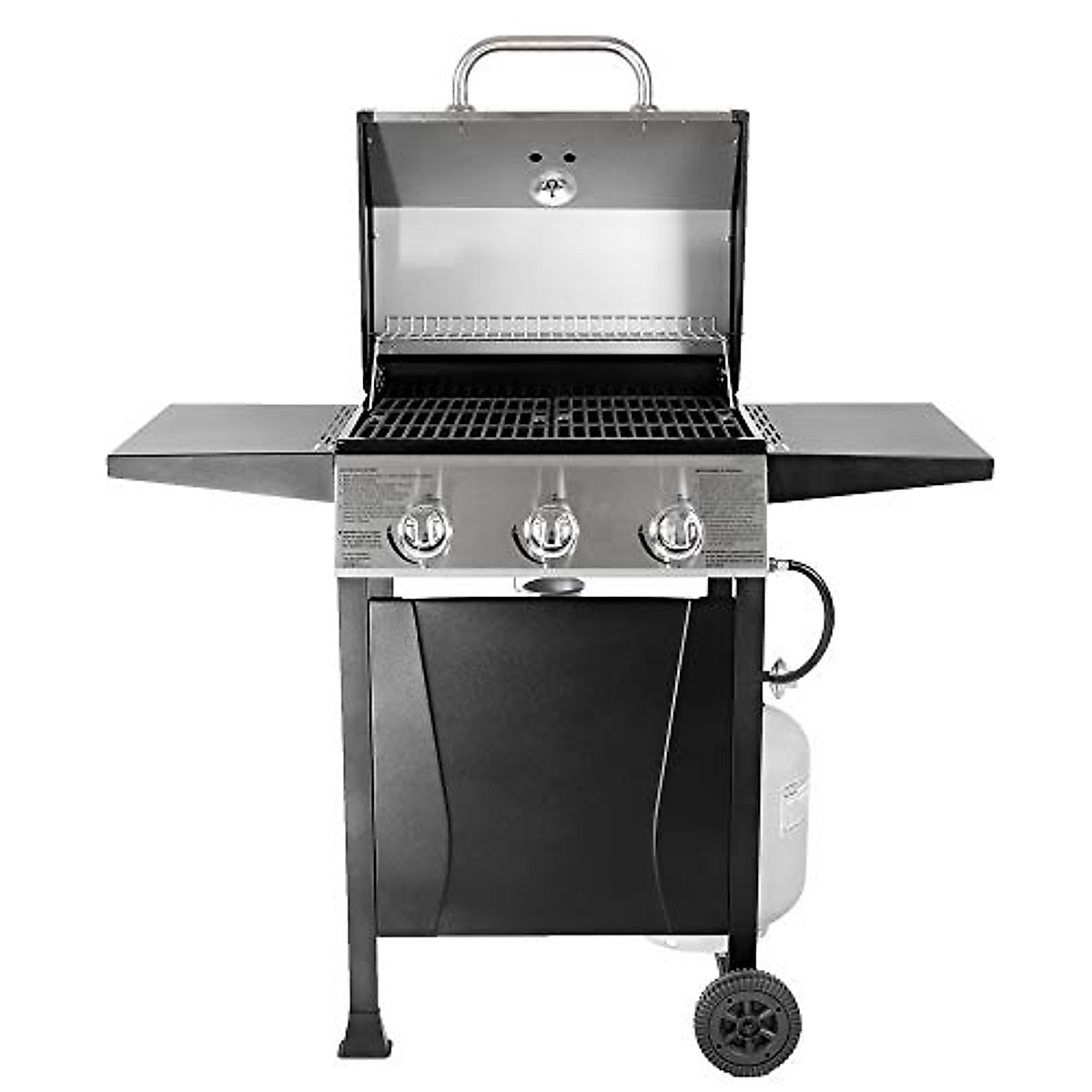 Grill Boss GBC1932M Outdoor BBQ 3 Burner Propane Gas Grill for Barbecue Cooking with Top Cover Lid, Wheels, & Side Shelves, Black