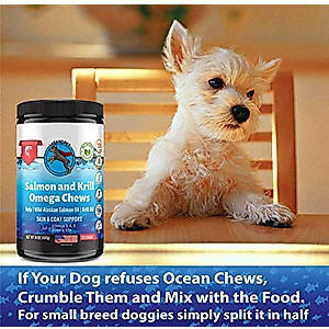 WIZARDPET Wild Alaskan Salmon & Krill Oil Chews for Dogs | 120 Soft Treats | Omega 3 6 9 Fish Supplement with EPA, DHA for Itch Free Skin Coat Joints | Allergy Relief | Reduce Hair Shedding | USA
