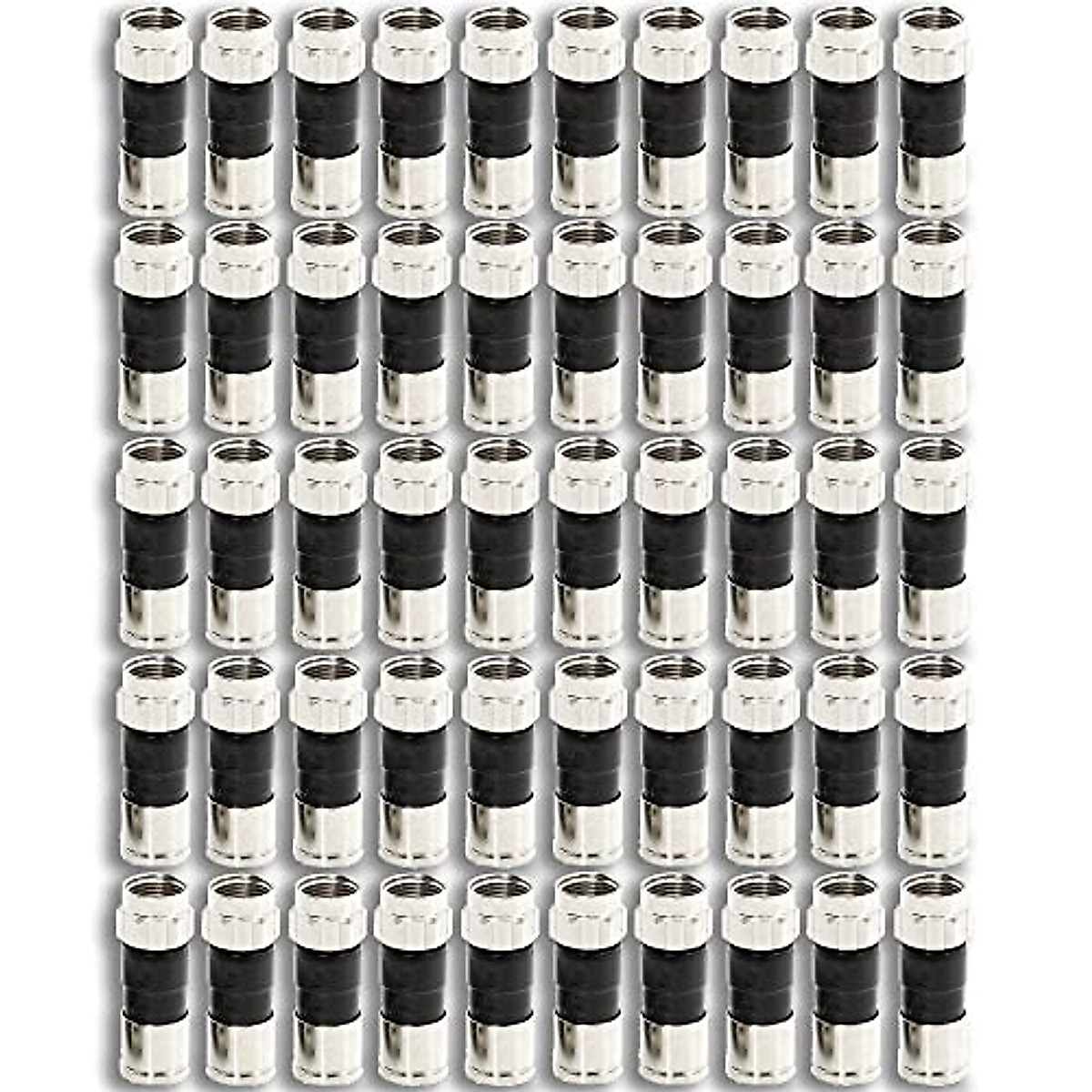 50-Pack RG6 Quad Compression Connectors PPC EX6XL Approved for Most Satellite or Cable Coax