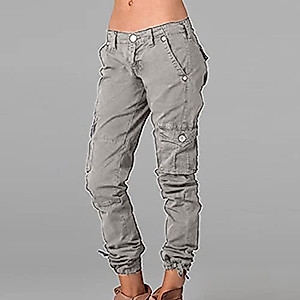 fesfesfes Women 6 Pockets High Waisted Cargo Pants Casual Pants Combat Military Trouser Tactical Streetwear Y2k Fashion Pants