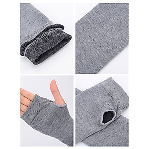 Bememo 3 Pairs Fingerless Gloves for Winter Knit Long Thumb Hole Arm Warmers Goth Elbow Length Women Fingerless Gloves (Black, Deep Grey, Light Grey)