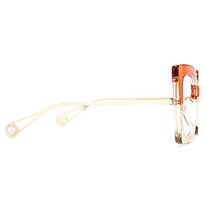 Zeelool Chic Oversized Thick Square Eyeglasses Frame for Women with Non-prescription Clear Lens Qatar ZOP01892-05 Orange