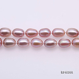 JYX Long Strand Pearl Necklace 7-8mm Oval Freshwater Pearl Sweater Necklace Opera Length 32" (Lavender) (Lavender)