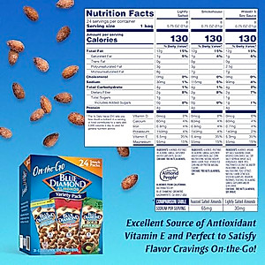 Blue Diamond Almonds Snack Nut Variety Pack for Kids, Office, School, On-the-go, 0.75 oz Gluten Free Individual Packs, Wasabi & Soy Sauce, Lightly Salted, and Smokehouse (Pack of 1,24 Count Total)