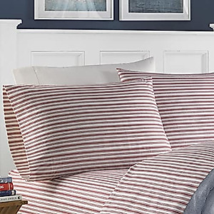 Nautica - Percale Collection - Bed Sheet Set - 100% Cotton, Crisp & Cool, Lightweight & Moisture-Wicking Bedding, 4 pieces, King, Coleridge Red
