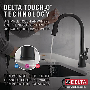 Delta Faucet Monrovia Matte Black Kitchen Faucet Touch, Touch Kitchen Faucets with Pull Down Sprayer, Kitchen Sink Faucet, Kitchen Faucet Black, Delta Touch2O Technology, Matte Black 9191T-BL-DST