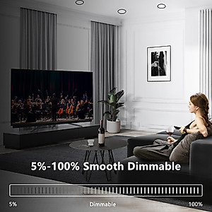 CycevSun 12 Pack Black Recessed Lights, Canless 4 Inch Soffit Wafer Lighting with Junction Box, Dimmable & 2700K 3000K 3500K 4000K 5000K Selectable, 9W, 120Vac, Wet & IC Rated, ETL