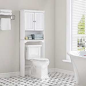 Spirich Home Over The Toilet Storage Cabinet, Bathroom Shelf Over Toilet, Bathroom Storage Cabinet Organizer, White