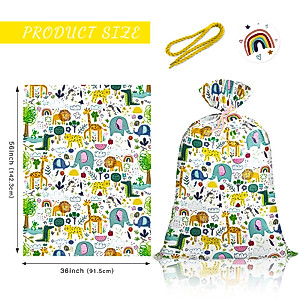 Loveinside Jumbo Large Plastic Gift Bag, Birthday Design Plastic Bag with Tag and Tie for Birthday Party, Graduation, Baby Shower - 56" x 36", 1 Pcs - Animal