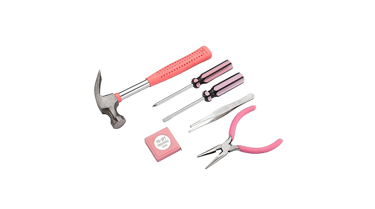 Trimate Pink Tool Set - Essential Home DIY Kit