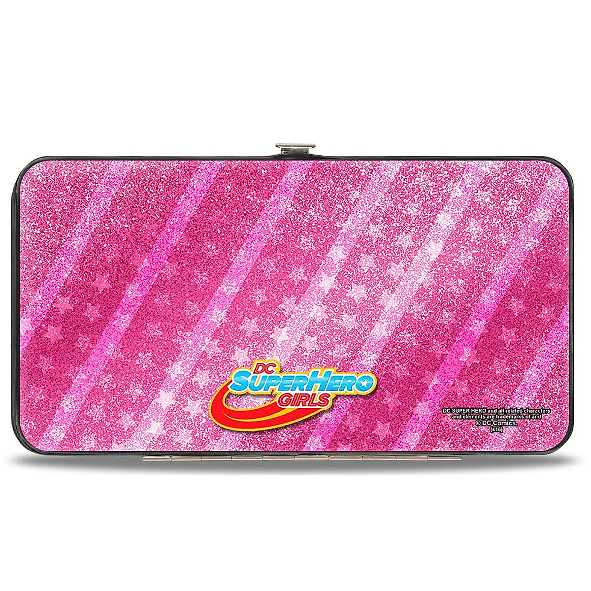 Buckle-Down Hinge Wallet - DC SUPERHERO GIRLS 10-Character Group Pose/Stars & Stripes Pinks