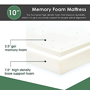 5/6/8/10/12-inch Gel Memory Foam King Size Mattresses in A Box King Size Lucid Mattress for Cool Sleep & Pressure Relief King Size Mattresses Medium Firm Mattress,CertiPUR-US 80×76×10，White