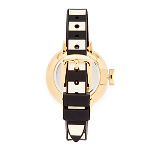 Kate Spade New York Women's Park Row Quartz Metal and Silicone Watch, Color: Black/Gold, Stripes (Model: KSW1313)