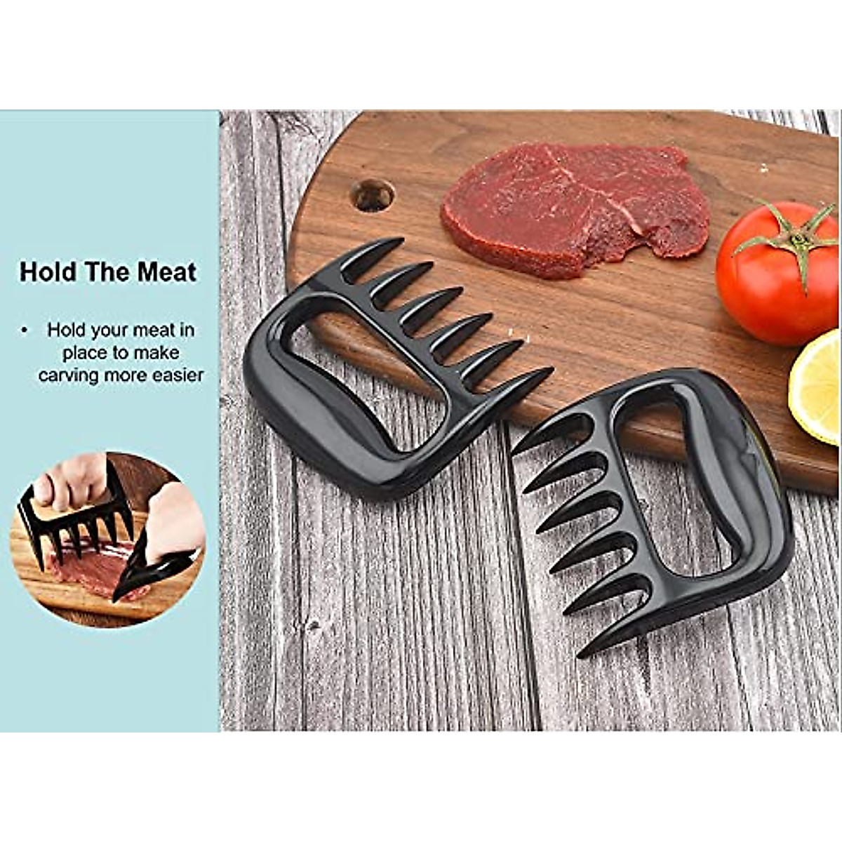 WinAimer Premium meat shredder claws - Strongest BBQ Meat Forks, Carving Forks , Lift, Handle, Shred and Cut Meats ,Shredder Claw x 2 For Barbecue, Smoker, Grill (Black)