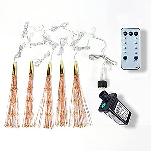 PXBNIUYA 5 Pack 1000LED Plug in Starburst Sphere Lights,Firework Lights 8 Modes Dimmable Remote Control Waterproof Hanging Fairy Light, Copper Wire Lights for Patio Party Tent Christmas (Warm White)
