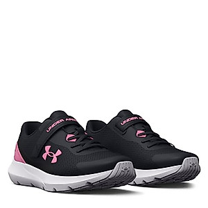 Under Armour Girl's Little Kid Surge 3 Alternate Closure, (001) Black/Flamingo/Flamingo, 2