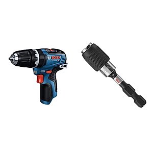 Bosch GSB12V-300N 12V Max Brushless 3/8 In. Hammer Drill/Driver (Bare Tool)&BOSCH ITBHQC201 2 1/4", Impact Tough Quick Change Bit Holder