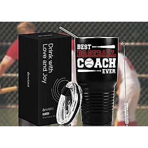 Onebttl Baseball Coach Gifts, Funny Gift Idea for Appreciation, Christmas, Birthday, 30oz Stainless Steel Insulated Travel Mug - Best Baseball Coach Ever