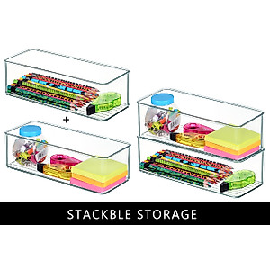 Qilinba 8 PACK Clear Stackable Drawer Organizer Bins, Plastic Organizer Bins for Cutlery Vanity Storage Tray for Bathroom Kitchen Office Desk Organizing