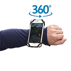 Chuangxinfull Universal Cell Phone Armband Wristband, 360° Rotatable Sports Armband, Universal Cell Phone Holder for Running Hiking Biking, fit 4 to 7 inch Smartphones (Black)