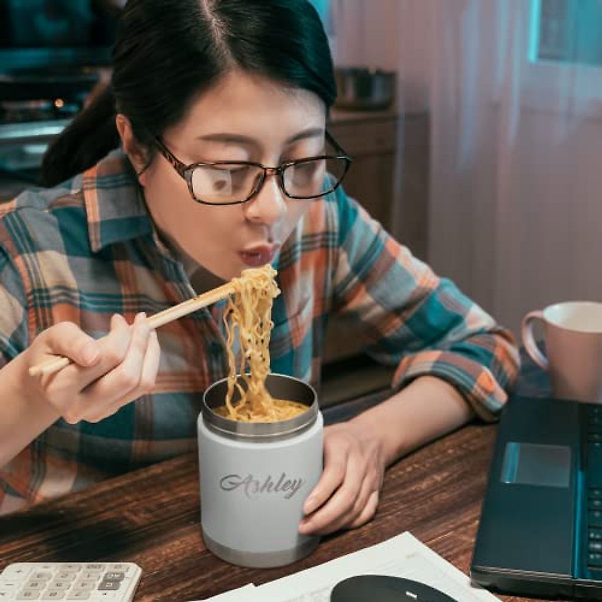 Tempercraft 15oz Vacuum Insulated Food Container, Stainless Steel, Double-Walled, Hot/Cold Storage Lunch Thermos Jar for School, Camping, Sports (White-Blank)