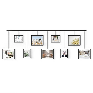 Umbra Exhibit Picture Frame Gallery Set, Adjustable Wall Collage Displays Nine Photos (Four 5x7" and Five 8x10"), Set of 9, Black