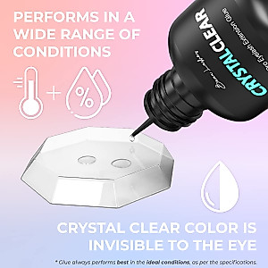 Crystal Clear Professional Eyelash Extension Glue | Super Strong Clear Lash Adhesive for Long Lasting Semi Permanent Individual Lash Eyelash Extensions | 1-2s Fast Drying / 7 Weeks Retention