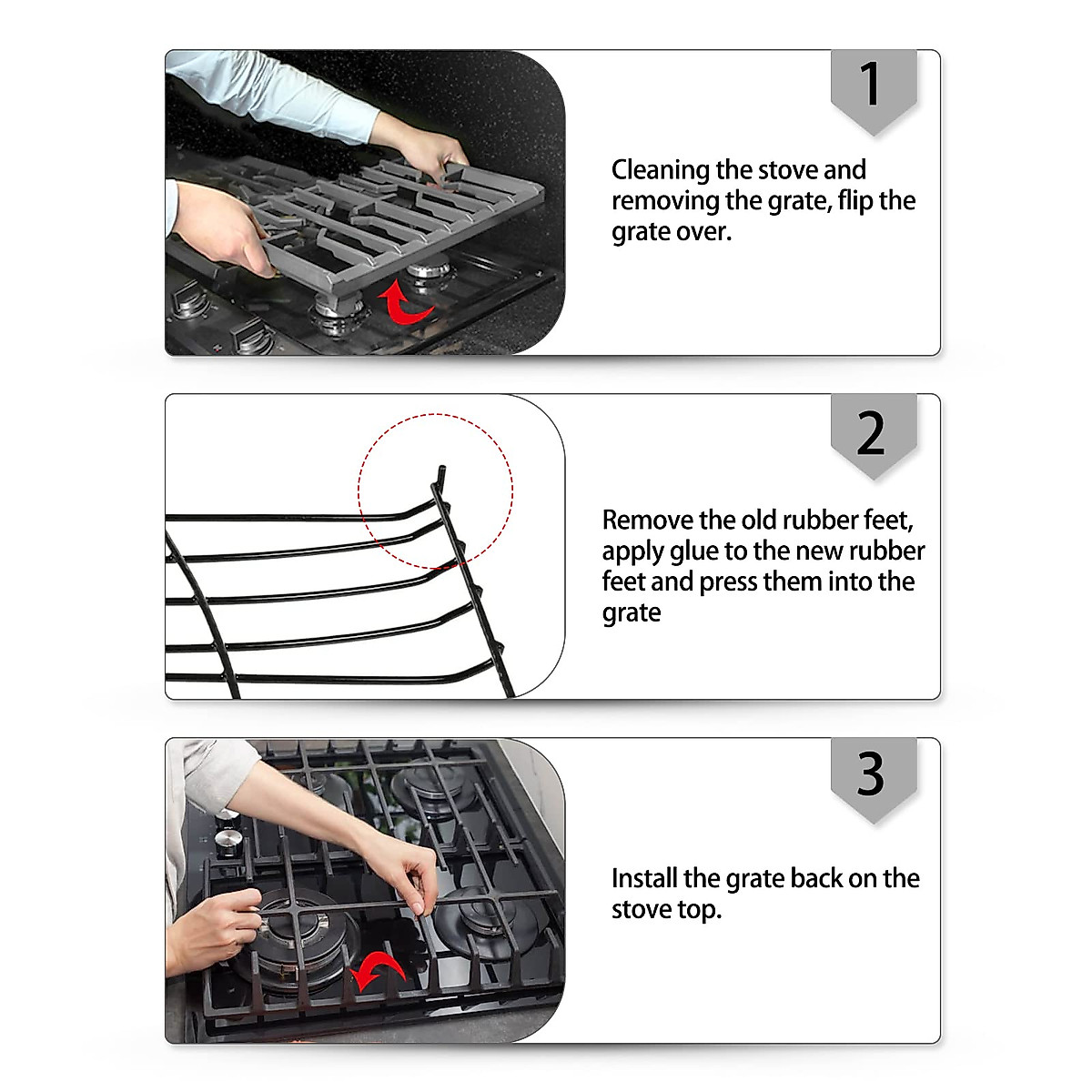 071129 RV Stove Parts Grommets Replacement for Suburban Stove Top Grate Magic Chef Grate Grommets Kit 525004 Suburban Camper Motorhome Rubber Foot Pad for RV Range Grate Durable Rubber Feet 12Pcs