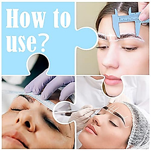 6 Pieces Eyebrow Tools 2 Pieces Eyebrow Measuring Ruler 2 Pieces Microblading White Marker Pen with Paper Ruler Skin Marker Eyebrow Permanent Makeup Position Mark Tools for Eyebrow Lips Skin