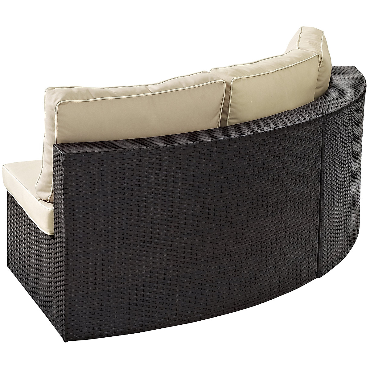 Crosley Furniture Catalina Outdoor Sectional Sofa, 3-Person Wicker Patio Couch for Deck, Backyard, Poolside, Brown