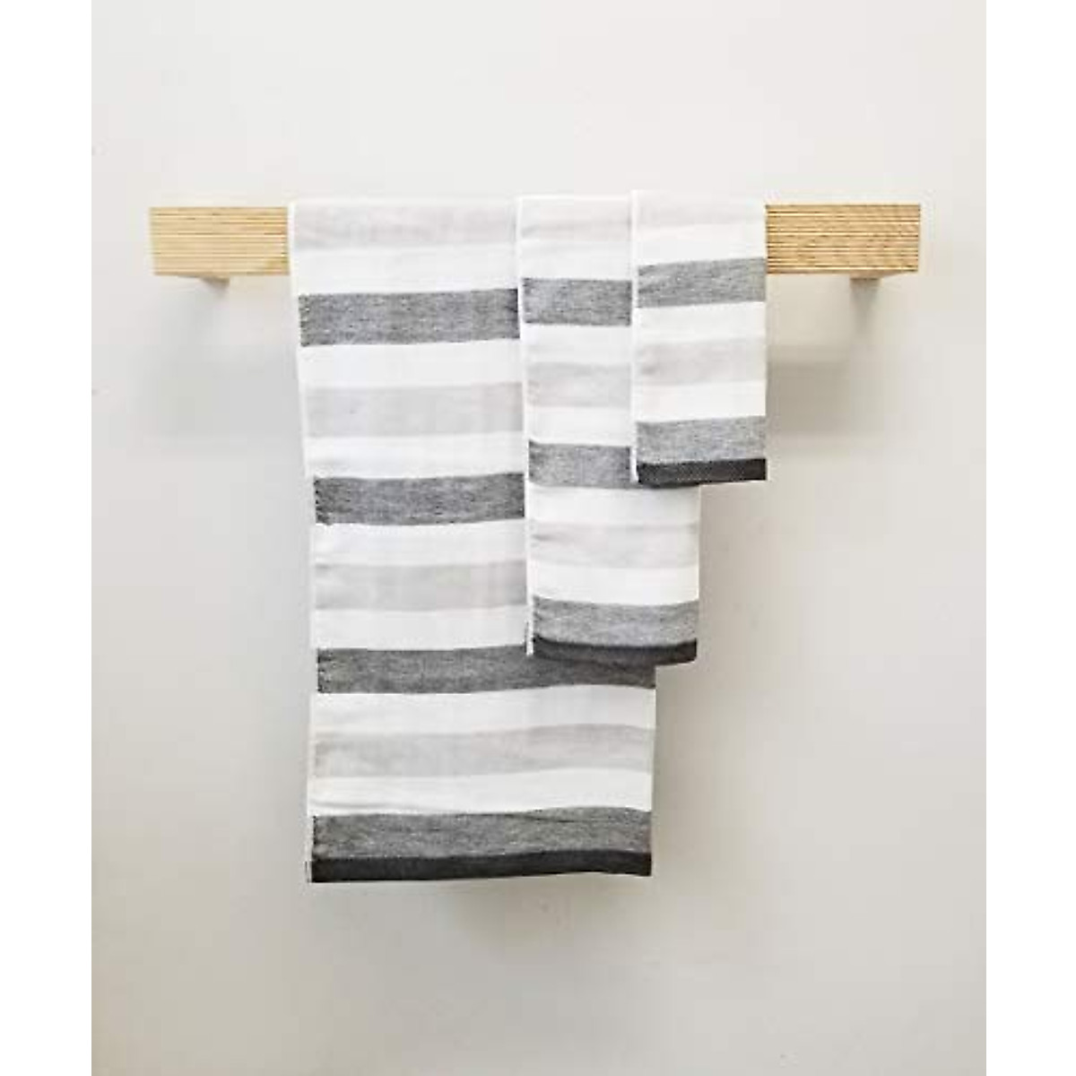 IPPINKA Senshu Japanese Towel, Ultra Soft, Quick-Drying, Two-Tone Stripes, Grey (Set of 3 Towels)