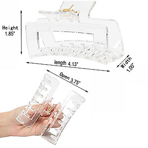 Kitiin Clear Claw Clips for Thick/Fine/Thin Hair, Strong Holding Large Jaw Polycarbonate Clips for Women (3 pcs)