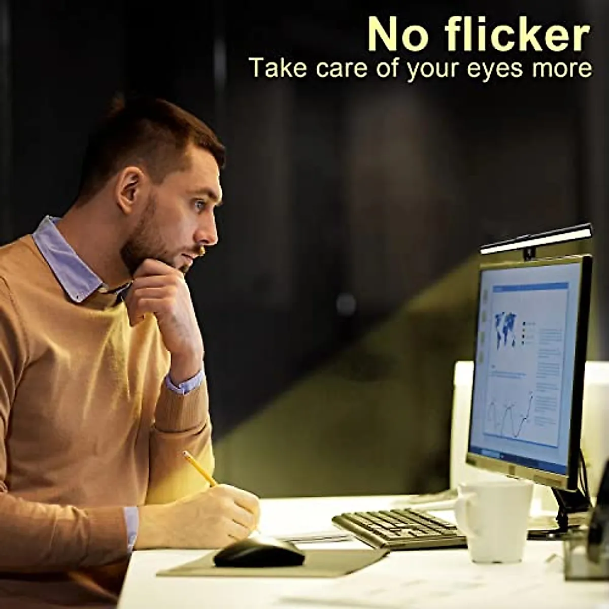 Monitor Light Bar, Monitor Lights USB Powered LED Computer Light, 3 Switchable Light Modes, Dimmable Monitor Lamp, Computer Monitor Light for Desk/Office/Home, Black