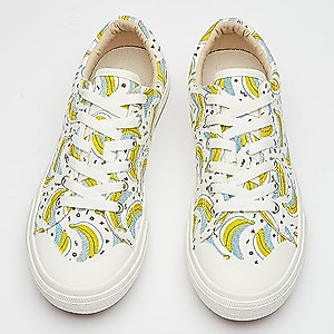 VERDASCO Womens Fashion Sneakers Non-Slip Running Shoes Comfort Walking Shoes Ladies Tennis Shoes White with Banana Painted 9.5