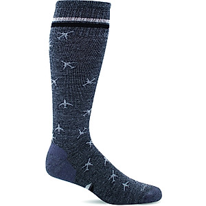 Sockwell Men's In Flight Moderate Graduated Compression Sock, Charcoal - M/L