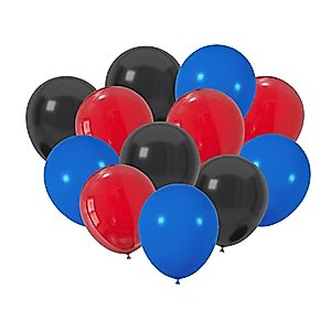 JODIDI 100 Pcs 12 Inch Red Royal Blue Black Latex Balloons Decoration, Birthday Wedding Baby Shower Party Balloons Decoration(Red Blue Black)