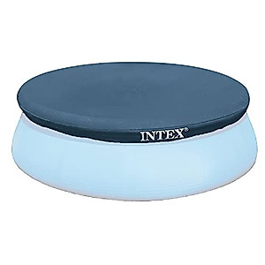 Intex Swim Center Round Inflatable Outdoor Above Ground Swimming Pool with Built-in Relaxing Lounge Bench and Protective Pool Cover