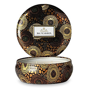 Voluspa Baltic Amber Candle | 3 Wick Tin | 12 Oz. | All Natural Wicks and Coconut Wax for Clean Burning