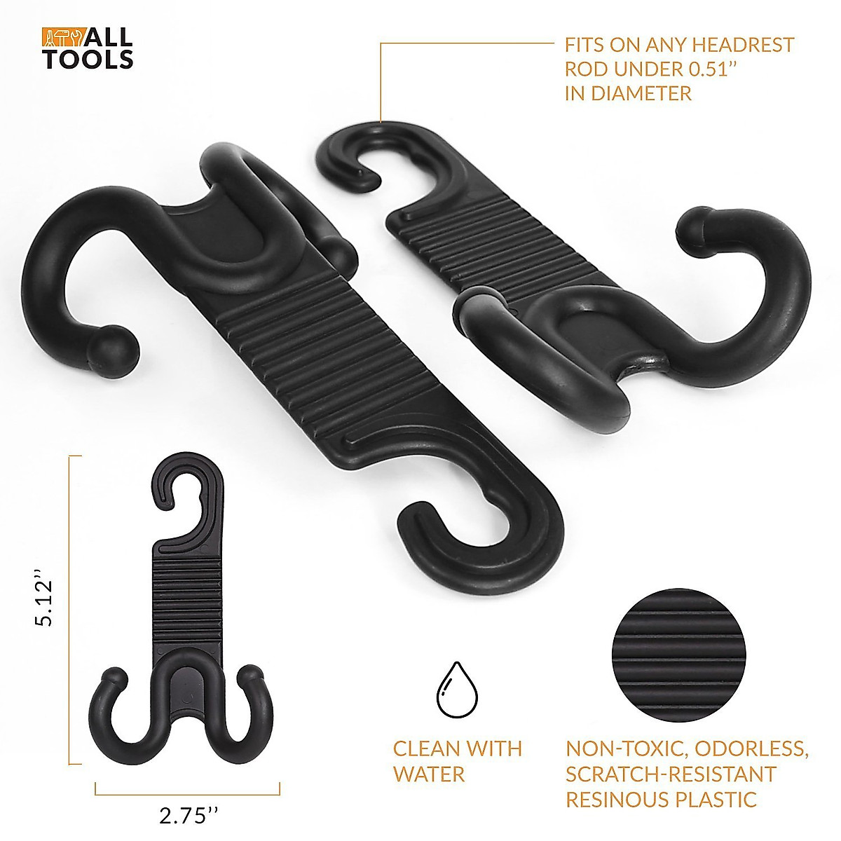 ALLTOOLS Car SUV Seat Headrest Hooks Back Hanger Holder Hang Purse Grocery Bag Handbag Cloth Coat Universal Vehicle Storage Organizer Gadget Car Accessories for Mom Women Men