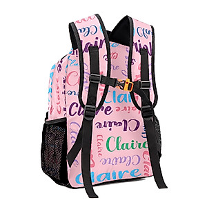 ZAACUSTOM Polyester Custom Bookbag with Name Text Elementary Kids Girls Personalized School Backpack Customize Book Bag, Stylish, Waterproof, Unique, Adjustable Shoulder Straps, 1 Pack