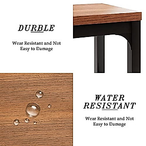 Feonase 3-Piece 63" XL Large Dining Room Table Set for 4-8 People, Extendable Kitchen Table Set with 2 Benches, Metal Frame and Solid MDF Wood Board, Easy Assembly, Walnut