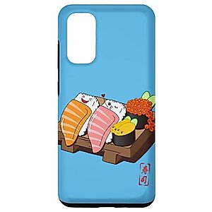 Galaxy S20 Happy Nigiri Sushi, Ikura and Uni on Wooden Plate Case