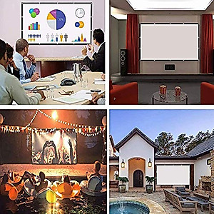 Projector Screen, White Projector Screen, 16:9 No Crease Home Theater Foldable Projection Screen 60"|72"|84"|100"|120"|150"