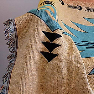 PHNAM Throw Blanket with Fringe for Couch Bed Soft Decorative Cozy Woven Knit Warm Bed Throws Reversible for Chair, Sofa, Living Room, Bedroom (51x63 inches)(F)