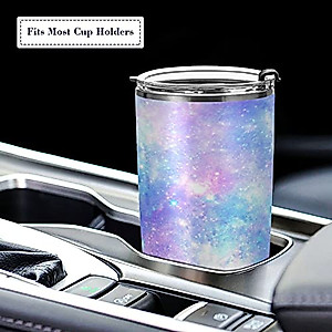ALAZA Rainbow Galaxy Star Tie Dye Print Water Bottle Tumbler with Lid and Straws 20 Oz Stainless Steel Vacuum Insulated Coffee Travel Mug Cup