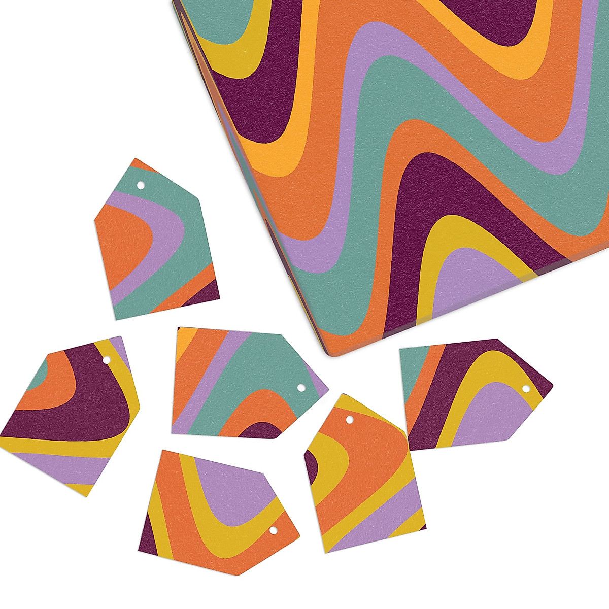 CENTRAL 23 Retro Wrapping Paper - 6 Sheets of Colorful Gift Wrap - Happy Birthday Gift Wrap for Her - Boho - Hippie - Vibrant Waves - Vegan Ink - Comes With Fun Stickers