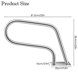 Pool Rail 32x23 Pool Railing for Inground Pool 304 Stainless Steel Pool Handrail Rustproof Pool Safety Handrails, Swimming Pool Stair Rail with Blue Grip Cover & Anchors Screws